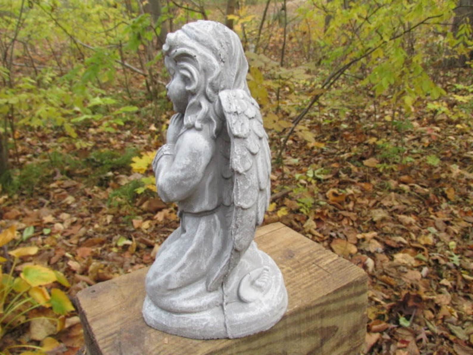 9 Tall Cement Serene Angel Cherub Garden Art Concrete - Etsy