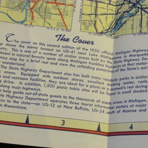 Actual Original Vintage Official July 1 1950 Michigan Highway State ...