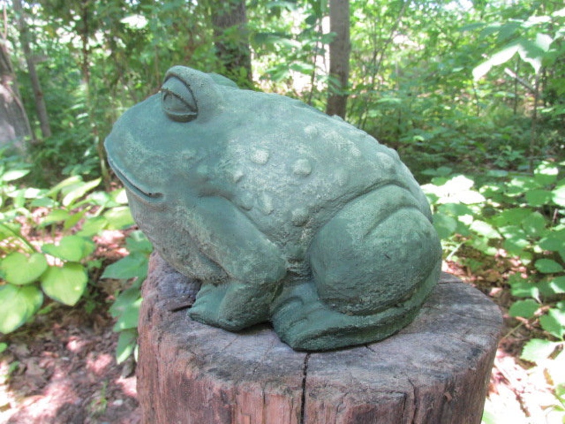 3 1/2 Tall Cement Wide Mouth Green Frog Garden Concrete - Etsy