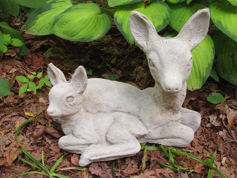 15 Cement Lying Deer Doe and Fawn Concrete Garden Art - Etsy