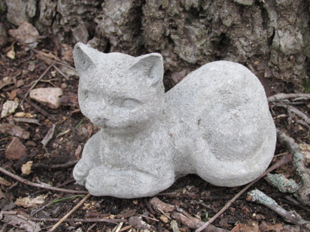 3 1/2" Tall Cement Baby Kitten Cat Garden Art Concrete - Etsy