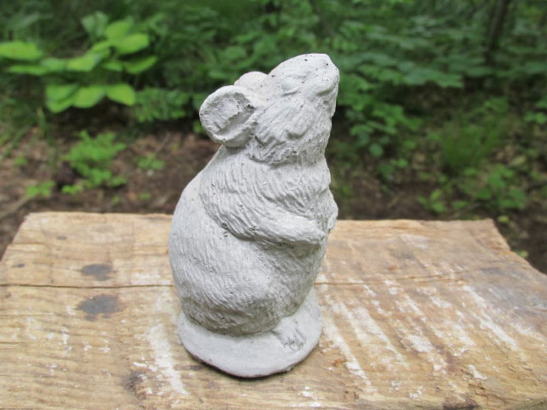 4" Tall Cement Rat Mouse Garden Concrete Statue Yard Art Michael ...
