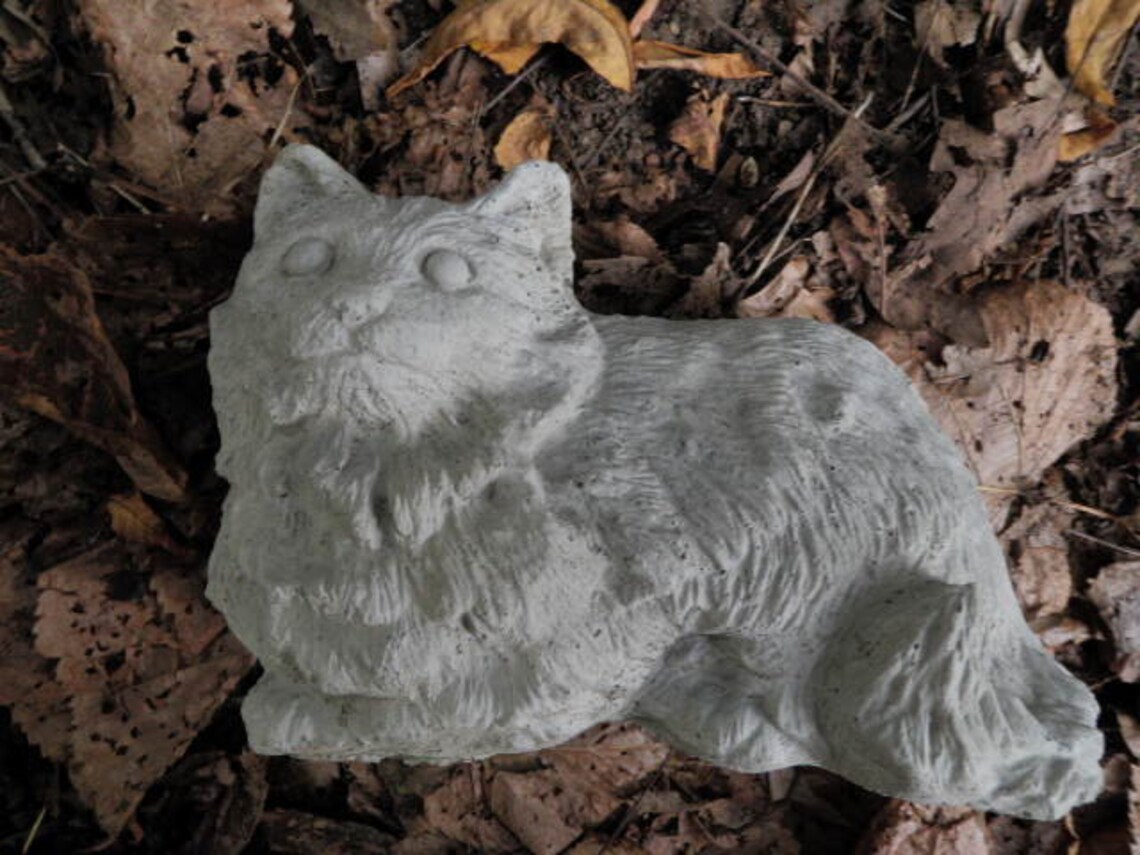 8 Long Cement Lying Cat Kitten Garden Art Concrete - Etsy