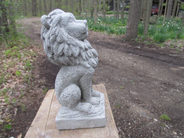 7 Tall Cement Lion Sitting Up Garden Art Concrete Statue | Etsy