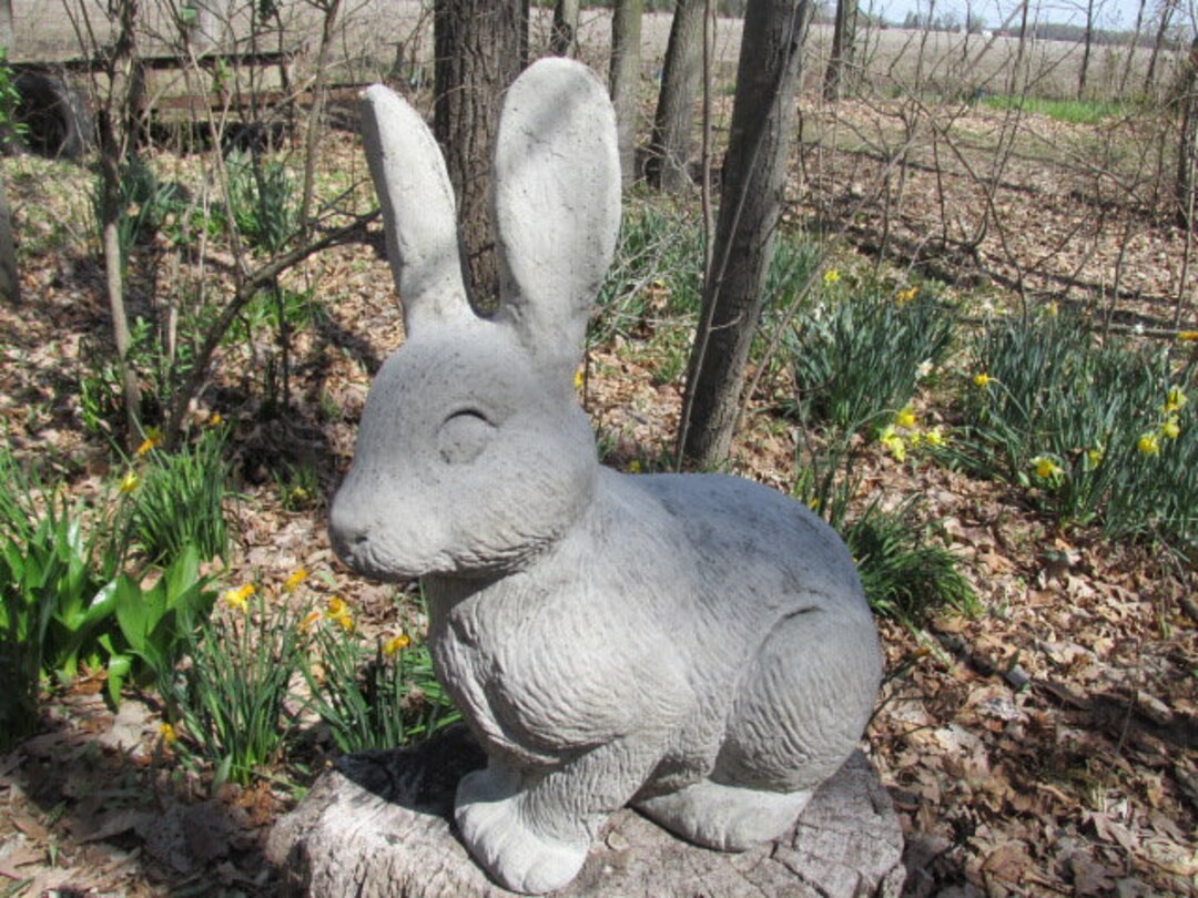 13 1/2" Cement Standing Rabbit Concrete Garden Art Bunny Statue - Etsy
