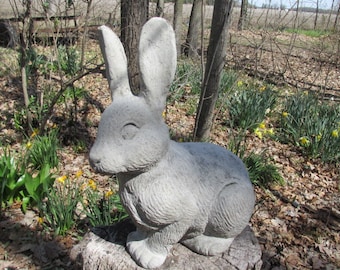 Rabbit Statue, Concrete Garden Rabbits, Garden Decor, Cement Rabbit ...
