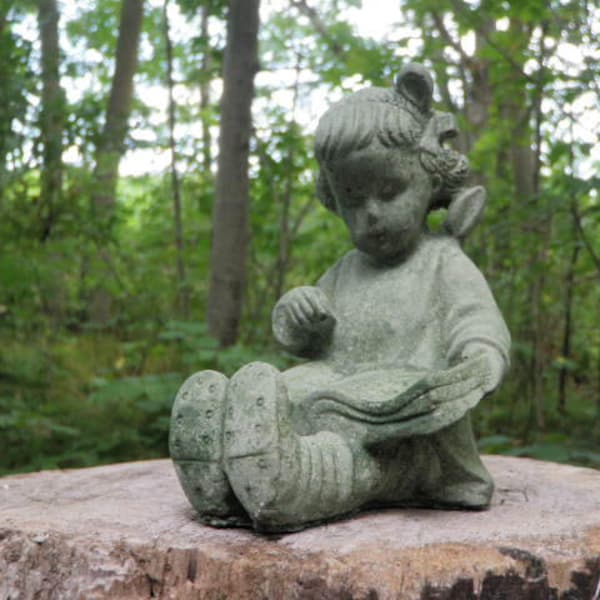 Garden Statue Girl on Bench - Etsy