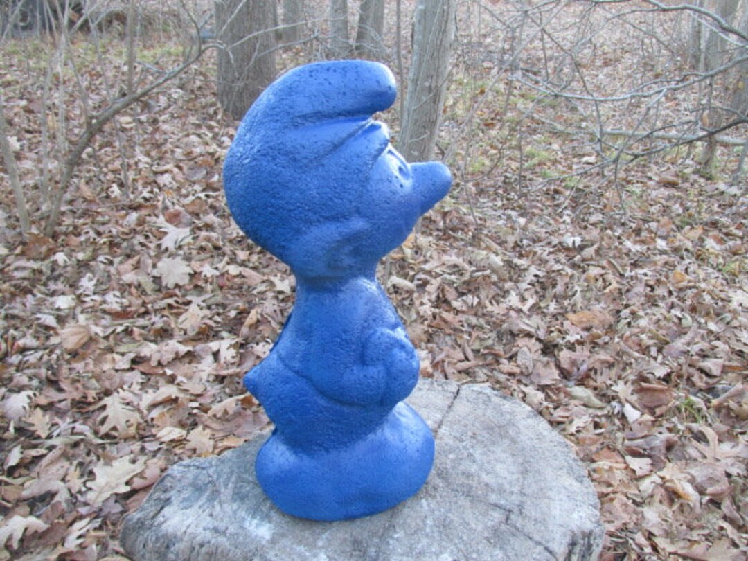 10 1/2" Tall Cement Smurf Garden Art Concrete Statue Painted Blue - Etsy