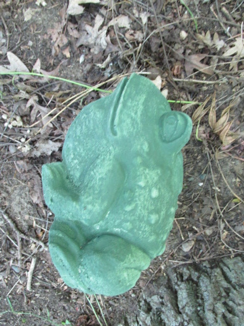 3 1/2 Tall Cement Wide Mouth Green Frog Garden Concrete - Etsy