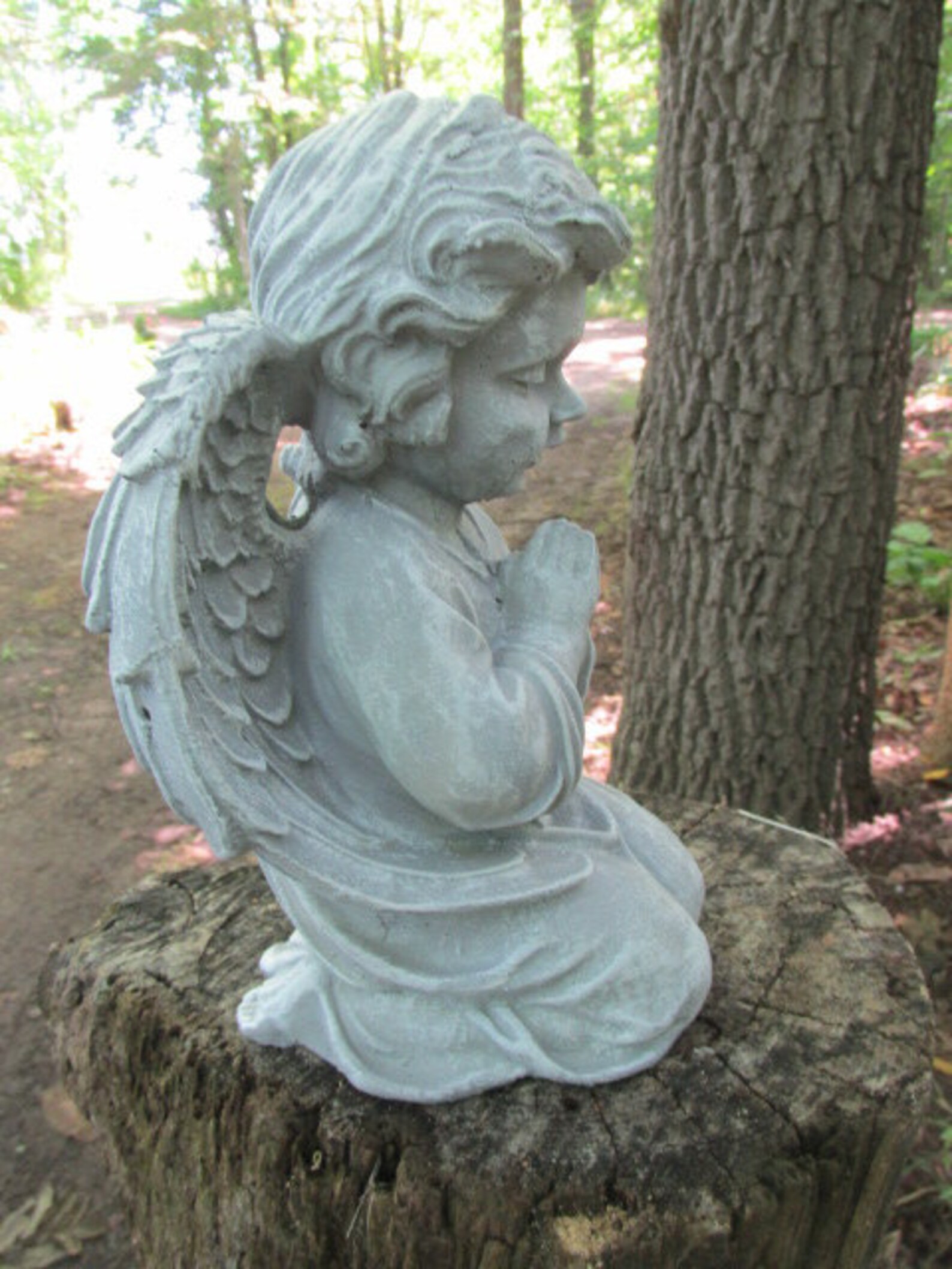 Large 10 1/2 Cement Praying Kneeling Girl Angel Cherub | Etsy