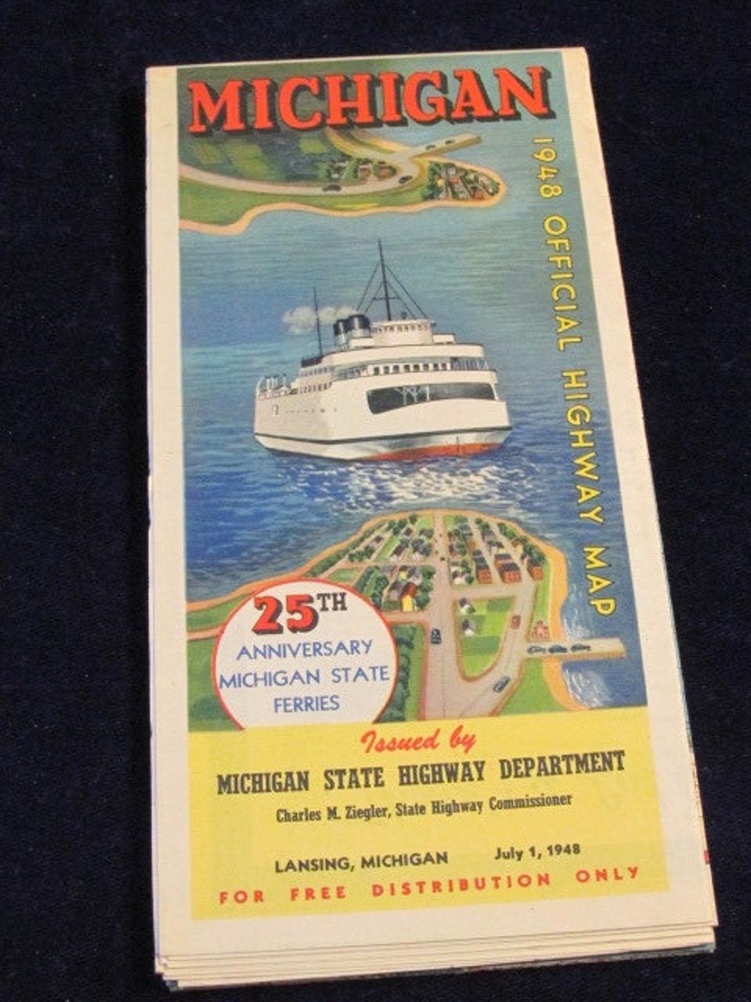 Actual Original Vintage Official July 1 1948 Michigan Highway State ...