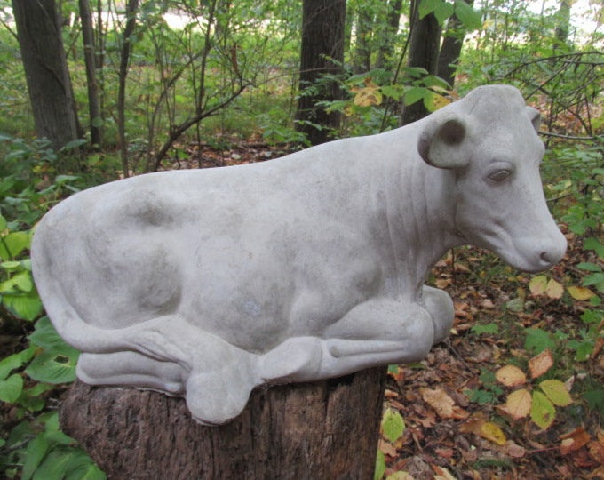 18" Cement Resting Cow Garden Art Concrete Statue Very Sturdy - Etsy