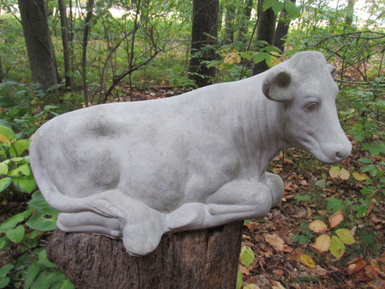 18 Cement Resting Cow Garden Art Concrete Statue Very - Etsy