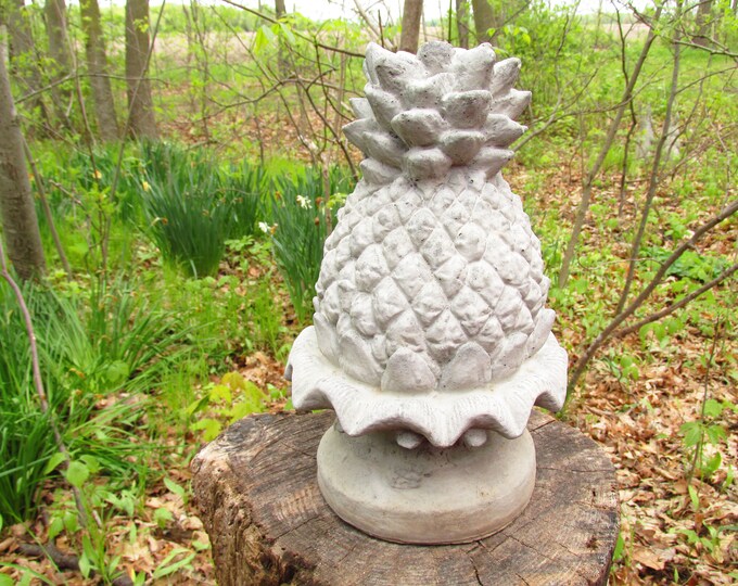 11" Tall Cement Pineapple FOUNTAIN Topper Top Finial Garden Art ...