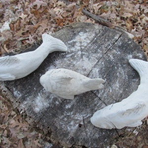 4" - 6 1/2" Long Cement Fish Lot of 3 Garden Art Concrete Statue School ...