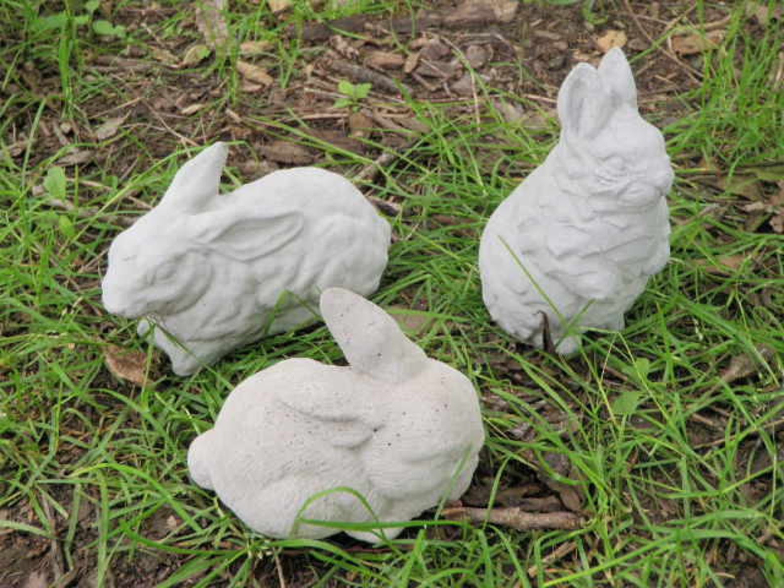 Cement Bunny Rabbit Lot of 3 Garden Statue Concrete Hare Super - Etsy