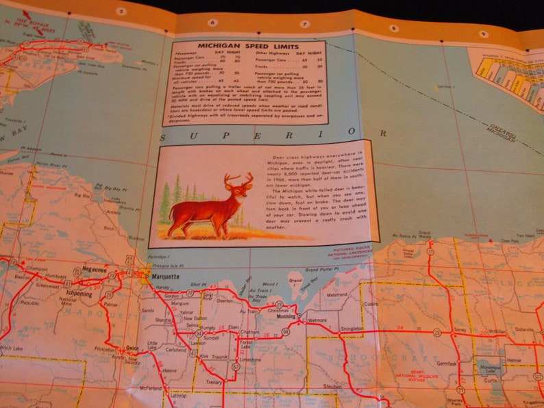 Actual Original Vintage Official 1969 Michigan Highway State Road Map ...