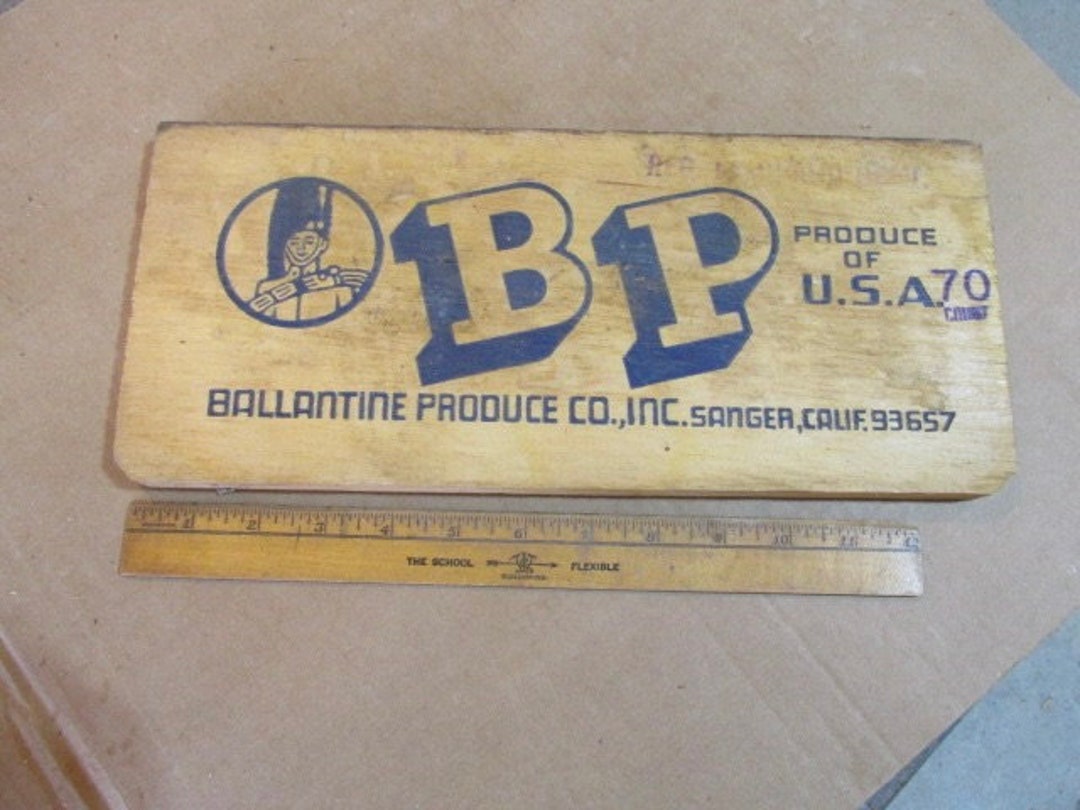 Vintage Wood Fruit Crate Section End W/label Advertising Ballantine BP ...