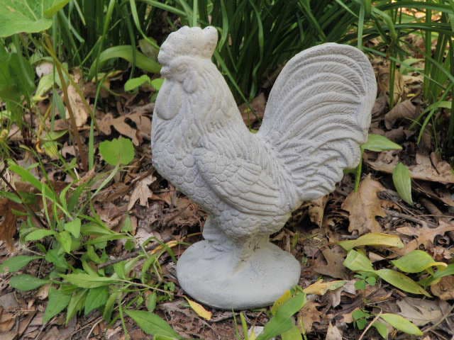 10" Tall Cement Rooster Chicken Garden Art Statue Concrete Farm Animal ...