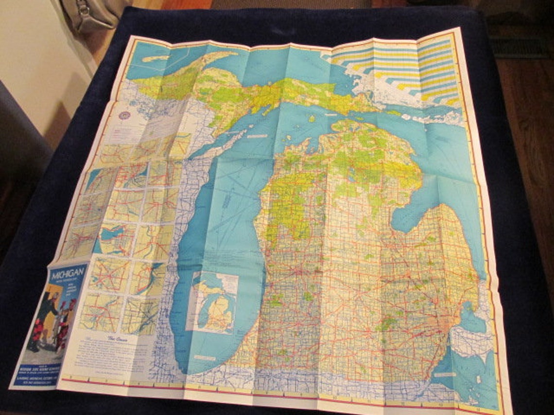Actual Original Vintage Official Oct. 1 1954 Michigan Highway - Etsy