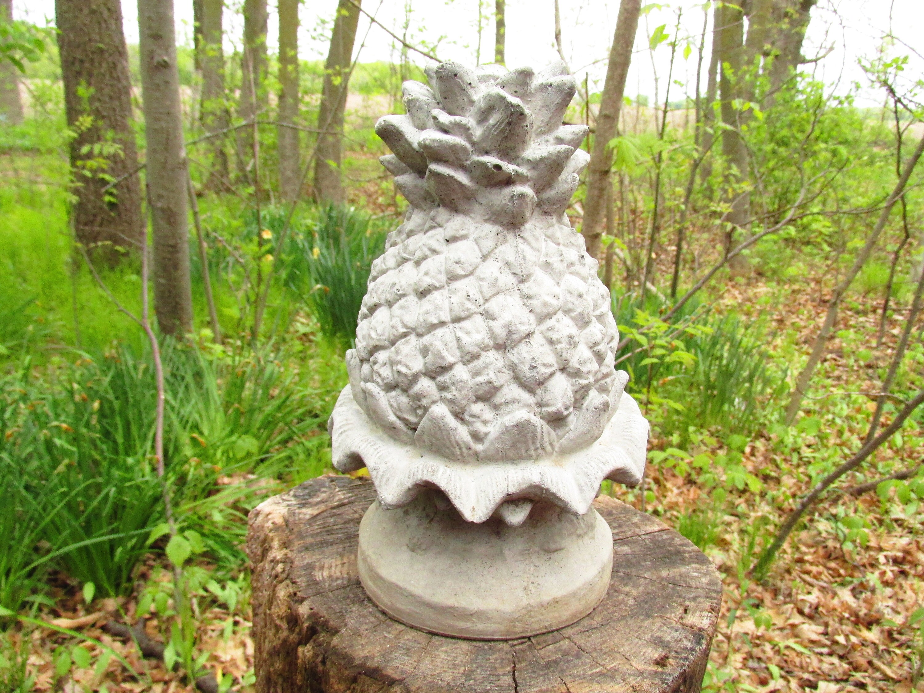 11" Tall Cement Pineapple FOUNTAIN Topper Top Finial Garden Art ...