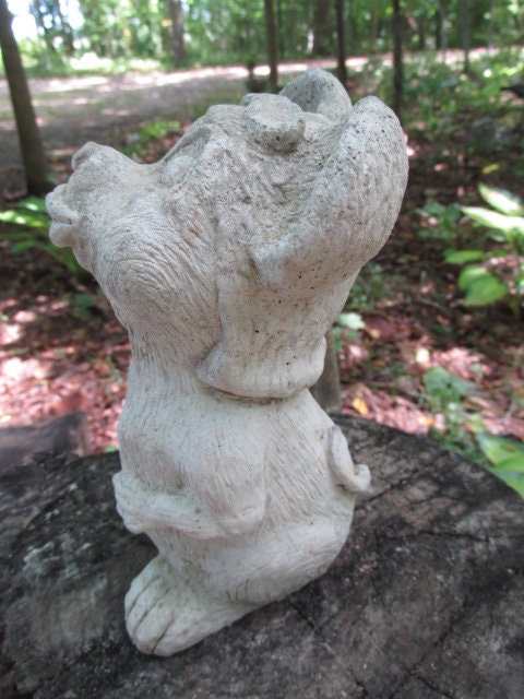 Vintage Cement 8 Tall Mouse Standing Garden Statue Weathered Concrete ...
