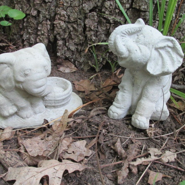 Concrete Elephant Garden Statue - Etsy