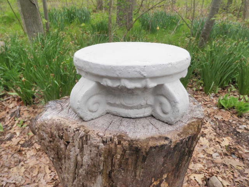 8" Across Cement Round Ornate Pedestal Garden Art Statue Concrete - Etsy