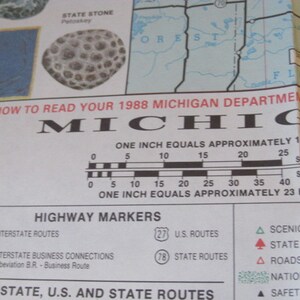 Actual Original Vintage Official 1988 Michigan Highway State Road Map ...