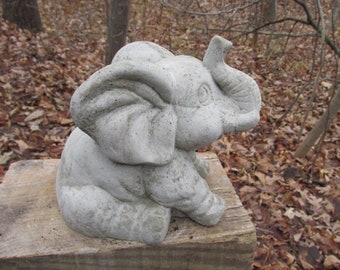 Concrete Elephant, 3 Inches Tall, Solid Cement, Trunk up Elephant, Gray ...