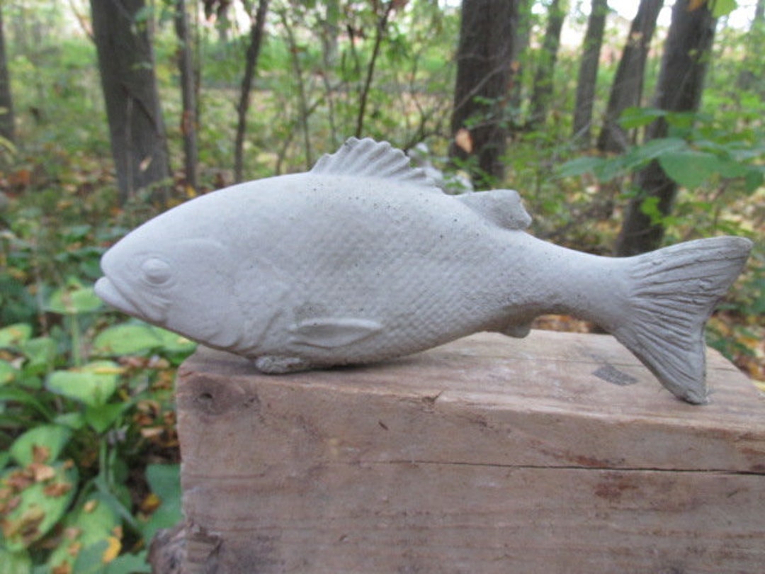 9" Cement Fish Garden Art Concrete Statue Bass - Etsy