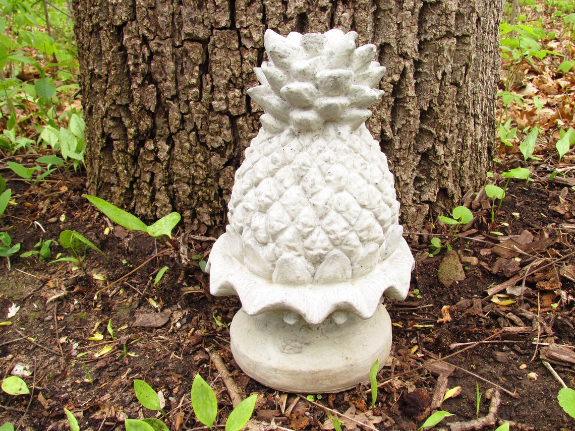 11" Tall Cement Pineapple FOUNTAIN Topper Top Finial Garden Art ...