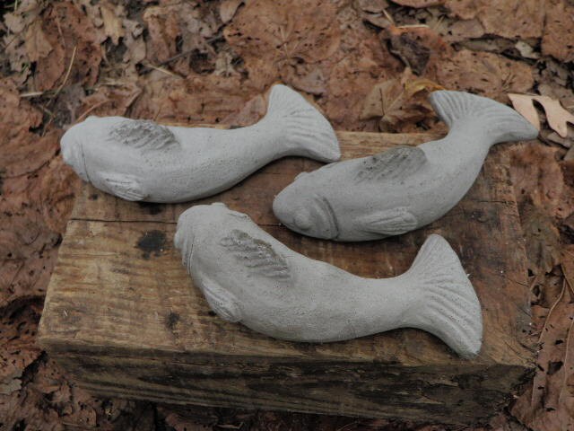 Cement 6 Long Fish Lot of 3 Garden Art Concrete Statue - Etsy