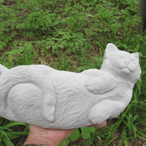8 Long Cement Lying Cat Kitten Garden Art Concrete - Etsy
