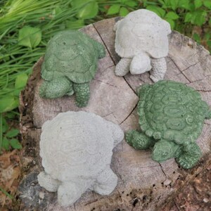 4 1/2" Long Cement Turtle Lot of 4 Garden Art Concrete Statue Lawn ...