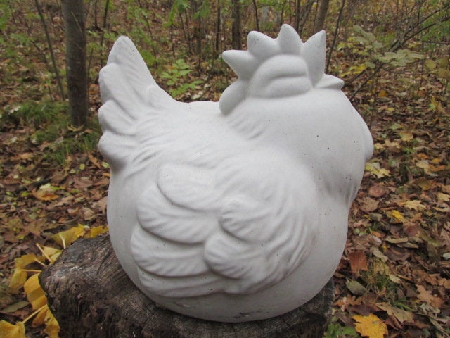 Large 9 1/2 Tall Cement Fat Chicken Garden Art Concrete | Etsy