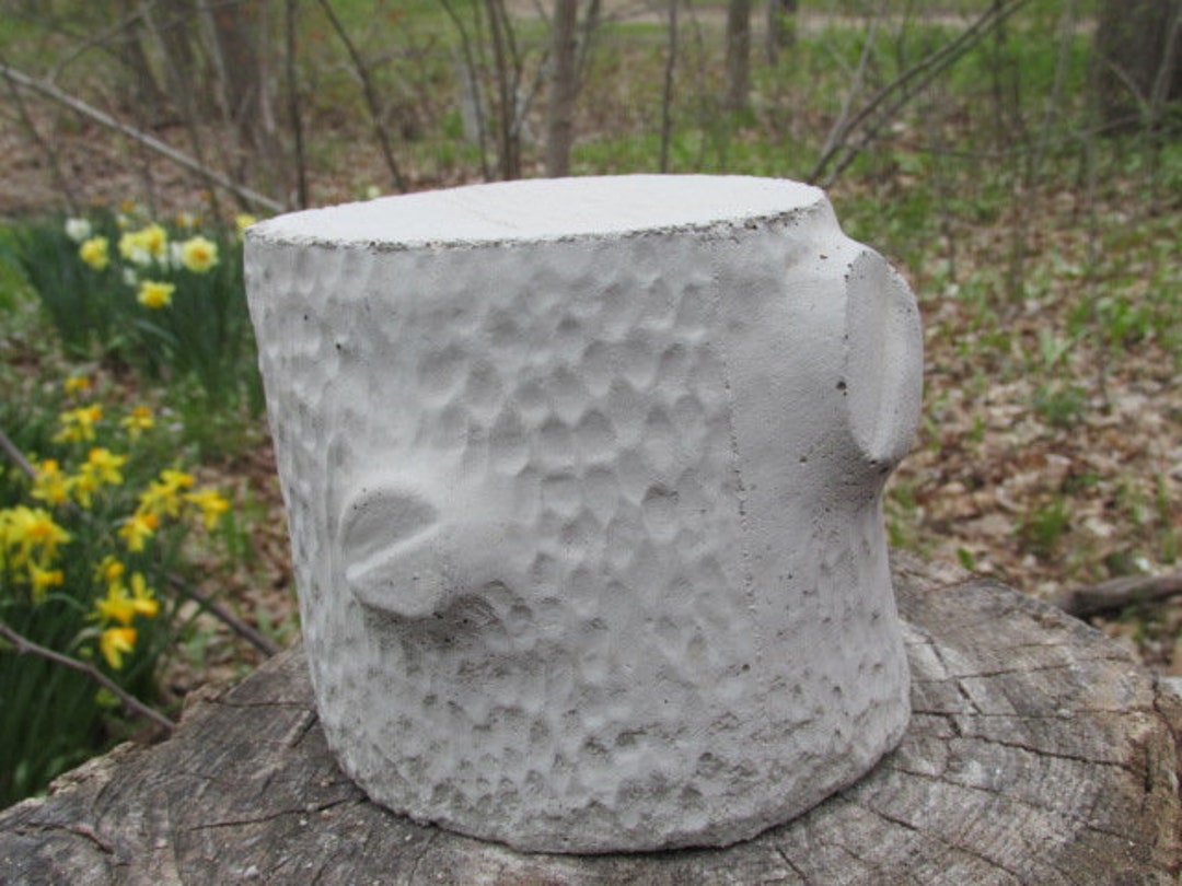 5" Tall Cement Tree Trunk Stump Pedestal Garden Concrete Statue Plant ...