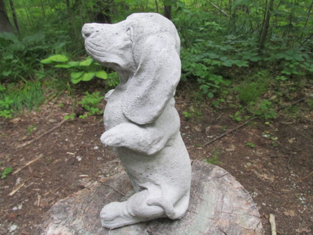 10" Cement Dachshund Dog Garden Art Concrete Statue Sitting Up - Etsy