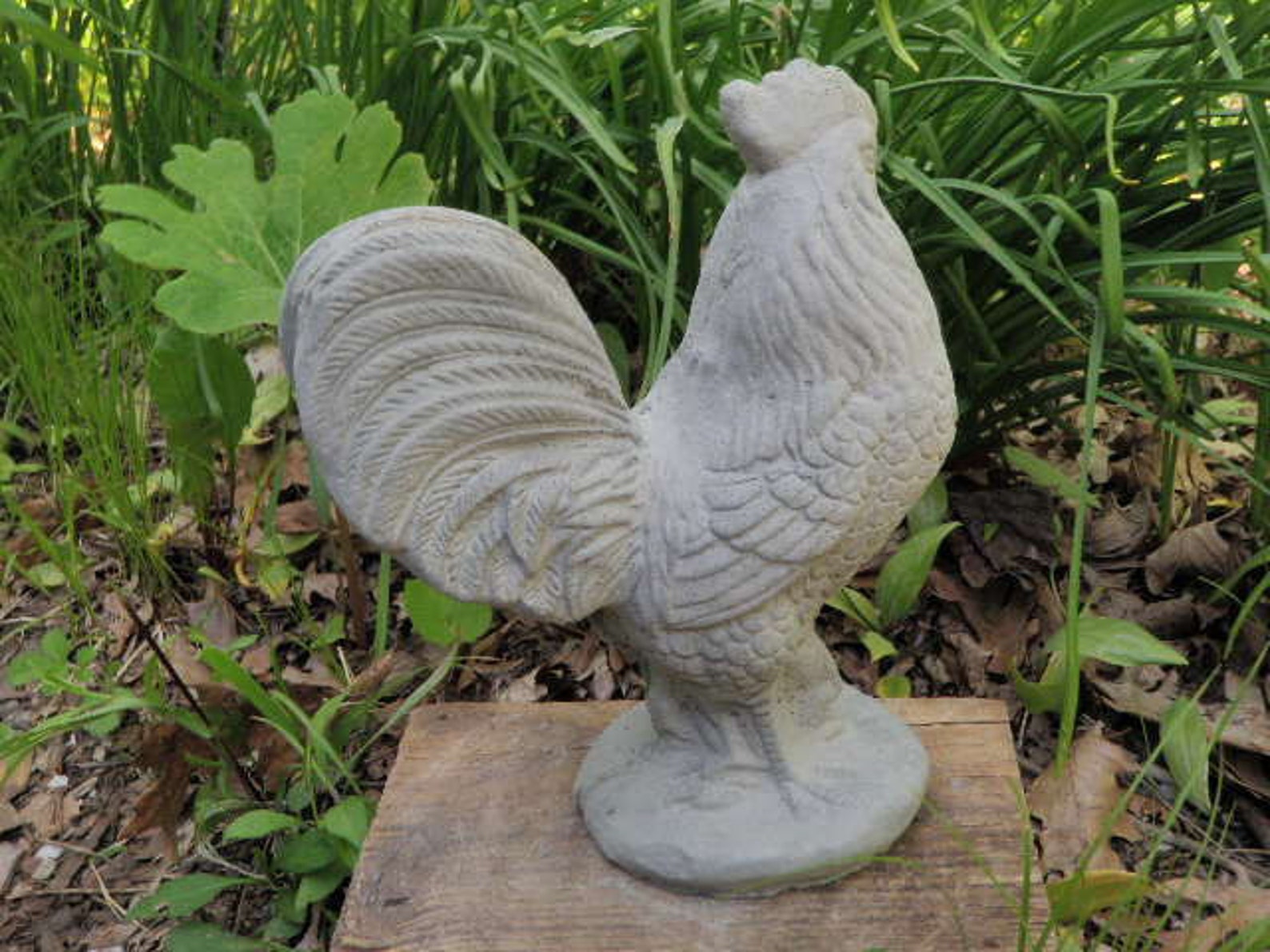 10" Tall Cement Rooster Chicken Garden Art Statue Concrete Farm Animal ...