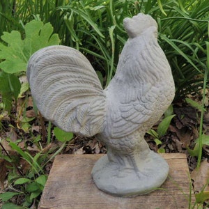 10" Tall Cement Rooster Chicken Garden Art Statue Concrete Farm Animal ...