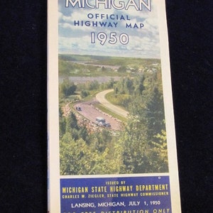 Actual Original Vintage Official July 1 1950 Michigan Highway State ...