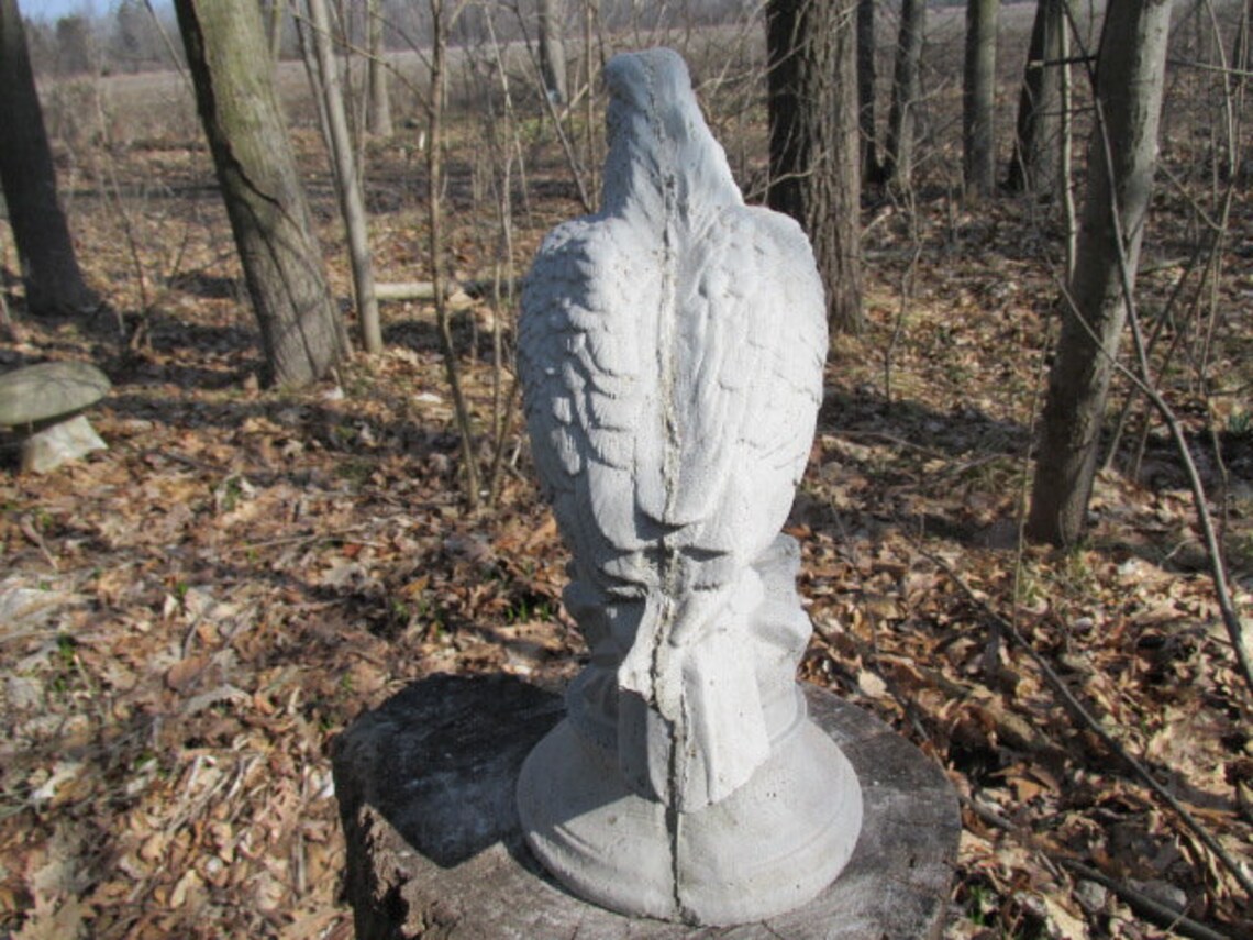 12" Tall Cement Eagle Garden Art Classic Statue Concrete Patriotic USA ...