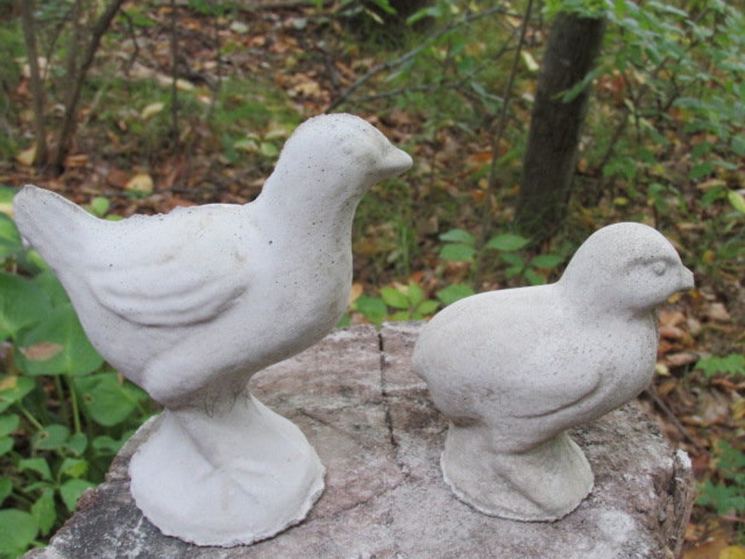 4-6" Chick Chicken Pair Cement Concrete Garden Art Statue - Etsy