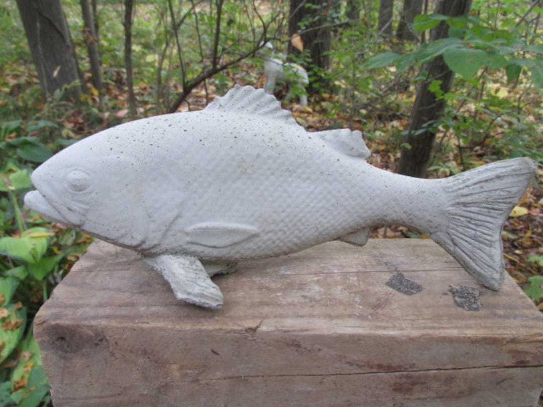 9" Cement Fish Garden Art Concrete Statue Bass - Etsy