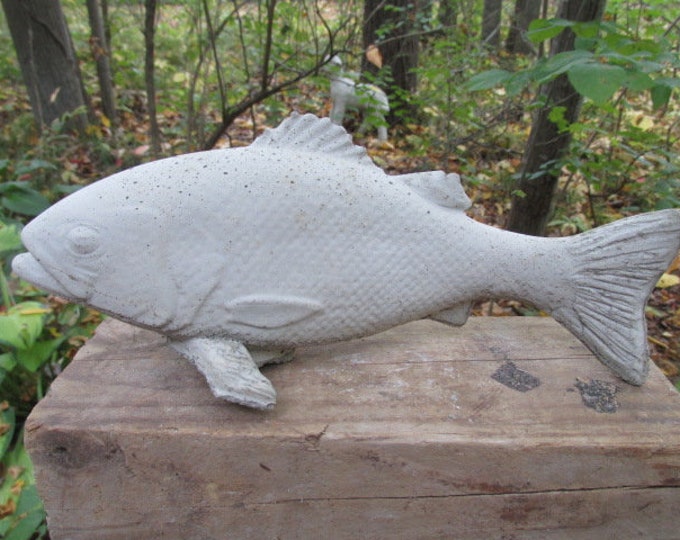 9" Cement Fish Garden Art Concrete Statue Bass - Etsy