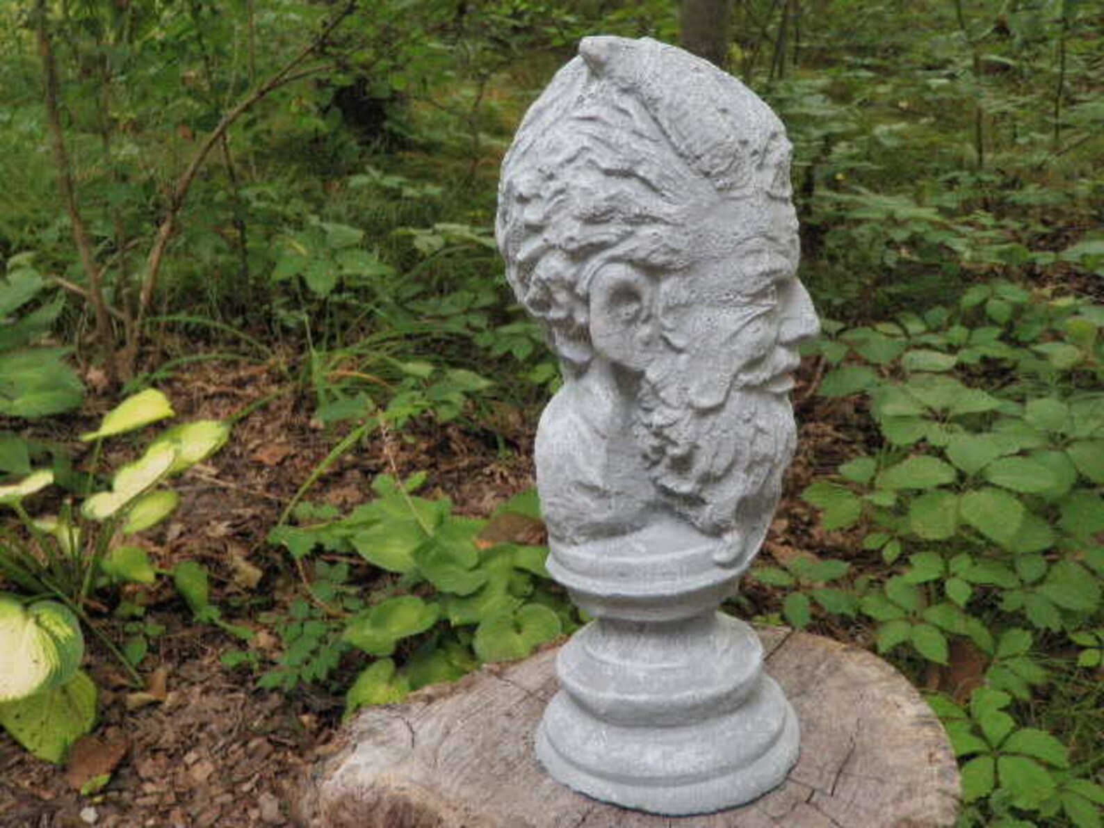 Antiqued 13" Cement Devil Head Satan Lucifer Satyr Garden Art Statue ...