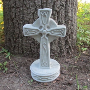 12" Tall Cement Cross Garden Art Statue Concrete Memorial - Etsy