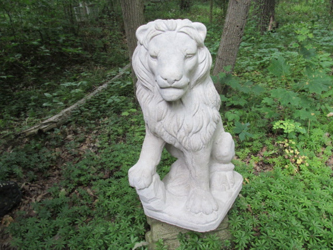 23" Tall Cement Lion Garden Art Concrete Statue King of Beast as Shown ...