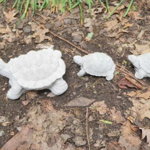 4 1/2"-8" Long Cement Turtle Lot of 3 Garden Art Concrete Statue ...