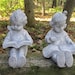 3 1/2 Long Cement Round Face Head Lot of 2 Garden Art Concrete Statue ...